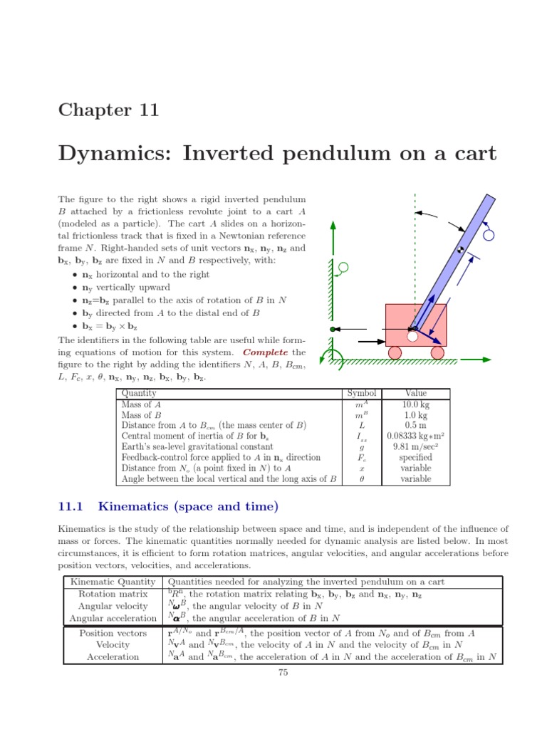Inverted Pendulum on Cart Solution | Kinematics | Velocity | Free 30-day Trial | Scribd