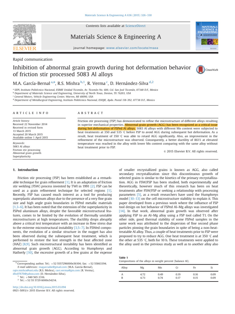 Abnormal Grain Inhibition Of Abnormal Grain Growth During Hot Deformation Behavior Of Friction