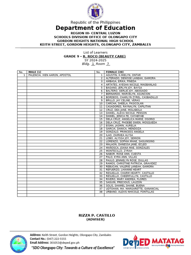 G9 Raul Roco Masterlist With Tle Spec. | PDF