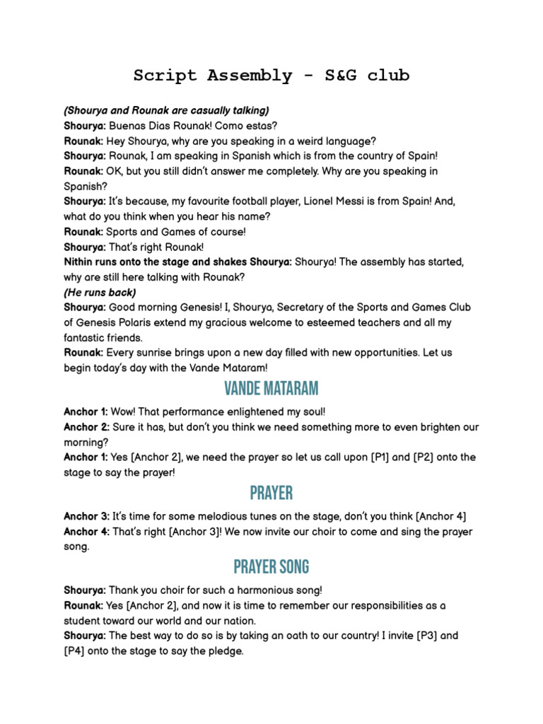 Sports and Games Club Assembly | PDF