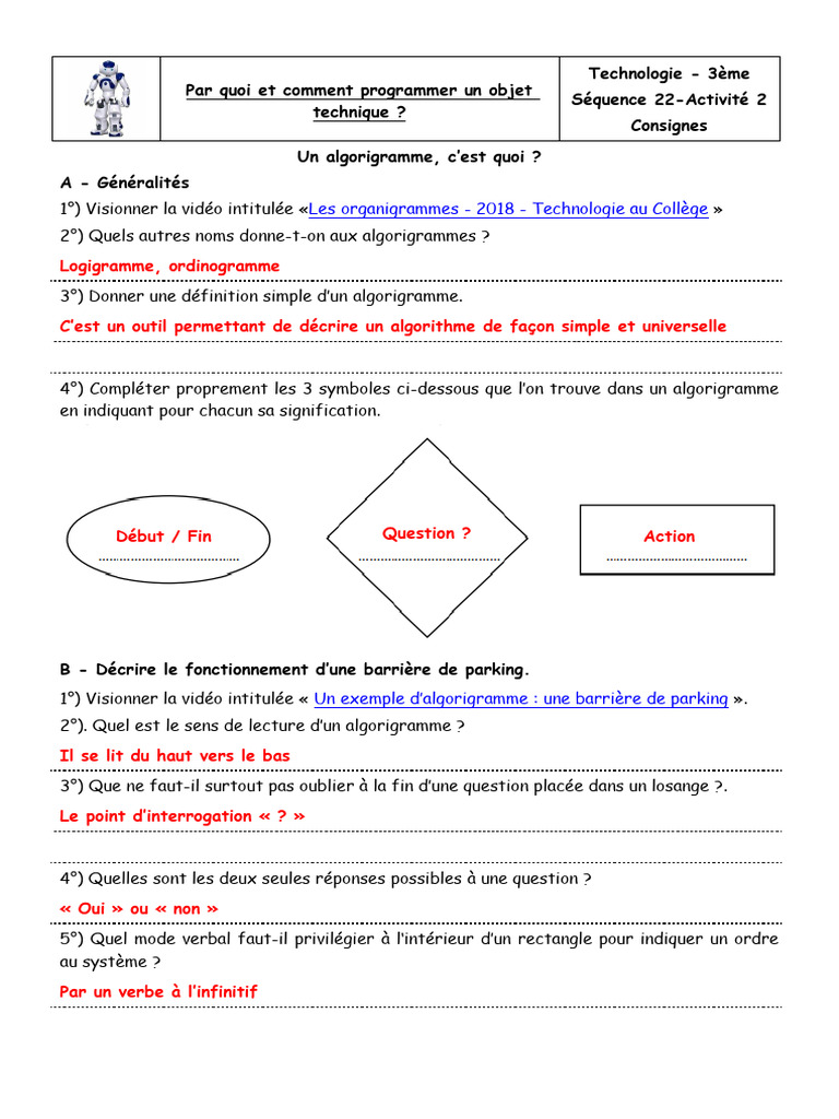 3-S22-A2-Un Algorigramme C'est quoi-CORRECTIONs | PDF | Méthodes et références pédagogiques