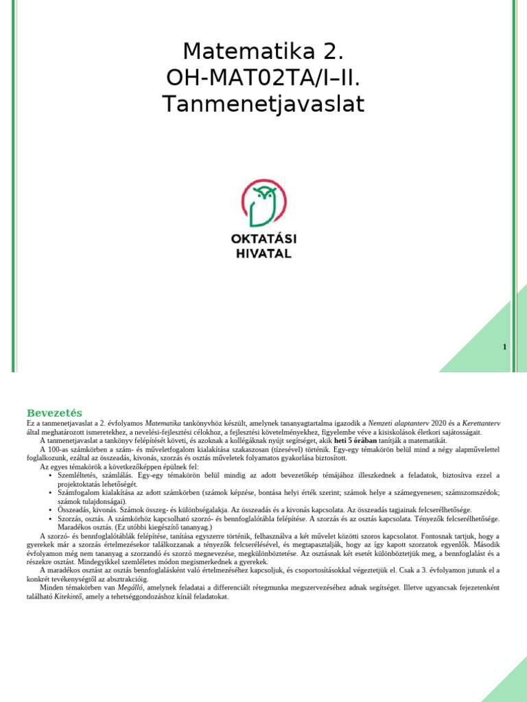 OH - MAT02TA - Matematika - 2 - Tanmenet 181. Órás | PDF