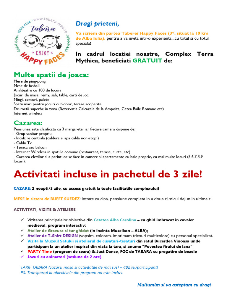EXCURSIE CU ACTIVITATI Scoala Altfel Octombrie 2024 | PDF