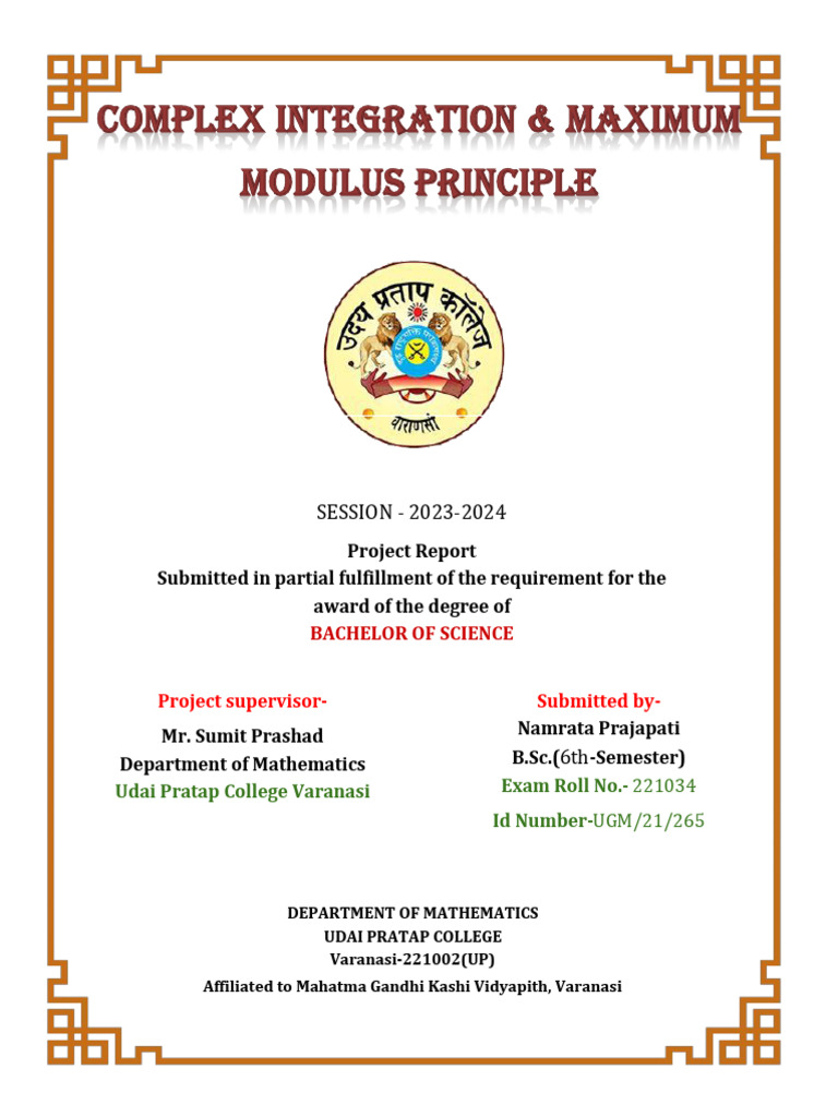 COMPLEX INTEGRATION & MAXIMUM MODEL PRINCIPLES | PDF