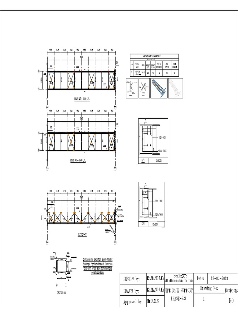 PIPE RACK SUPPORT STRUCTURE PHASE GA DRAWING-(23-05-2024) | PDF