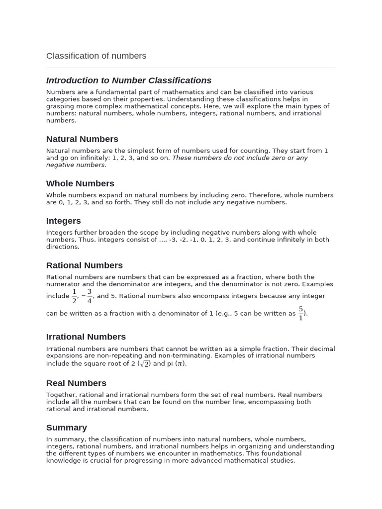 Classification of Numbers | PDF | Language Arts & Discipline