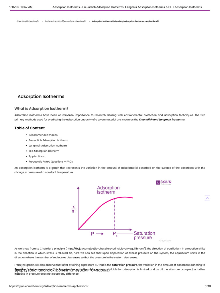 Adsorption Isotherms - Freundlich Adsorption Isotherms, Langmuir ... Adsorption Isotherms - Freundlich Adsorption Isotherms, Langmuir ...