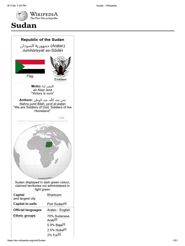Sudan - Wikipedia | PDF