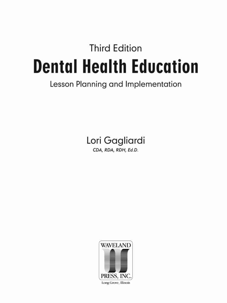 Dental Health Education: Lesson Planning & Implementation, 3rd Ed. | PDF
