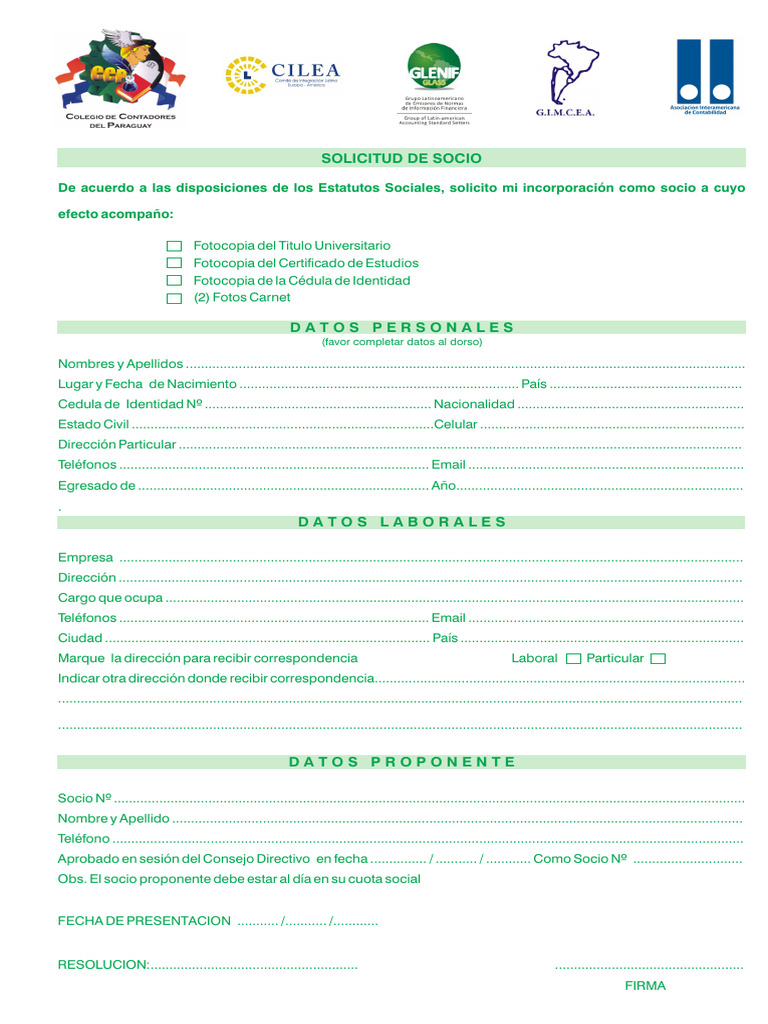 F - Asoc-Solicitud de Socio Norm | PDF