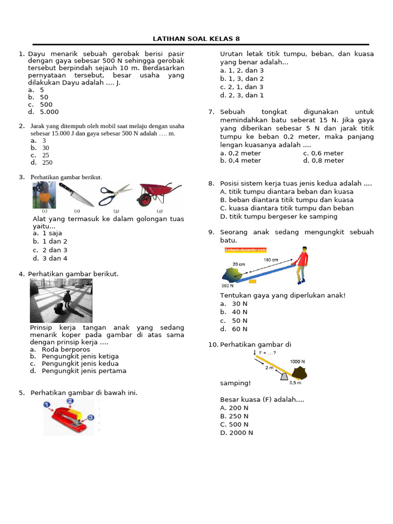Latihan Soal Kelas 8 Usaha Dan Tuas | PDF