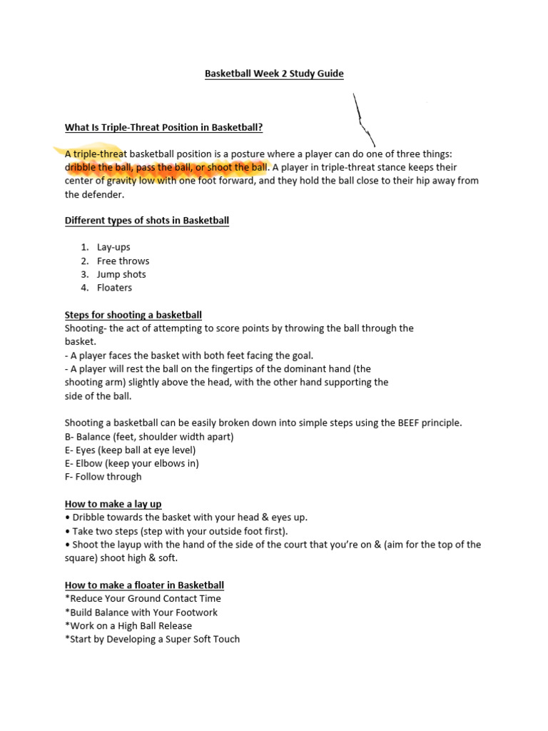 Basketball Week 2 Study Guide | PDF