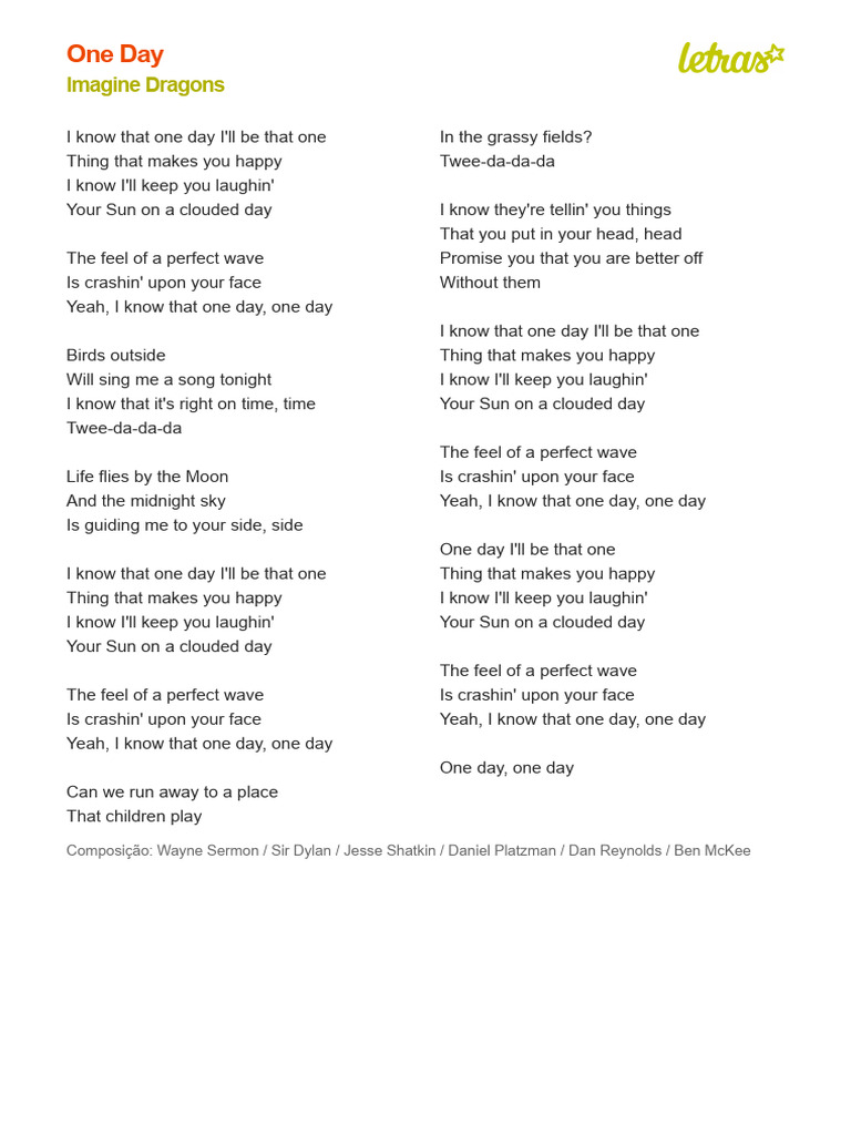 ONE DAY - Imagine Dragons | PDF