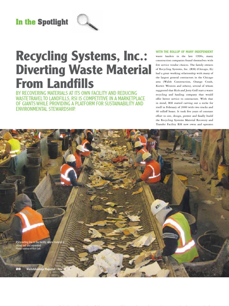 Recycling Systems: Divering Waste Material From Landfills | PDF ...