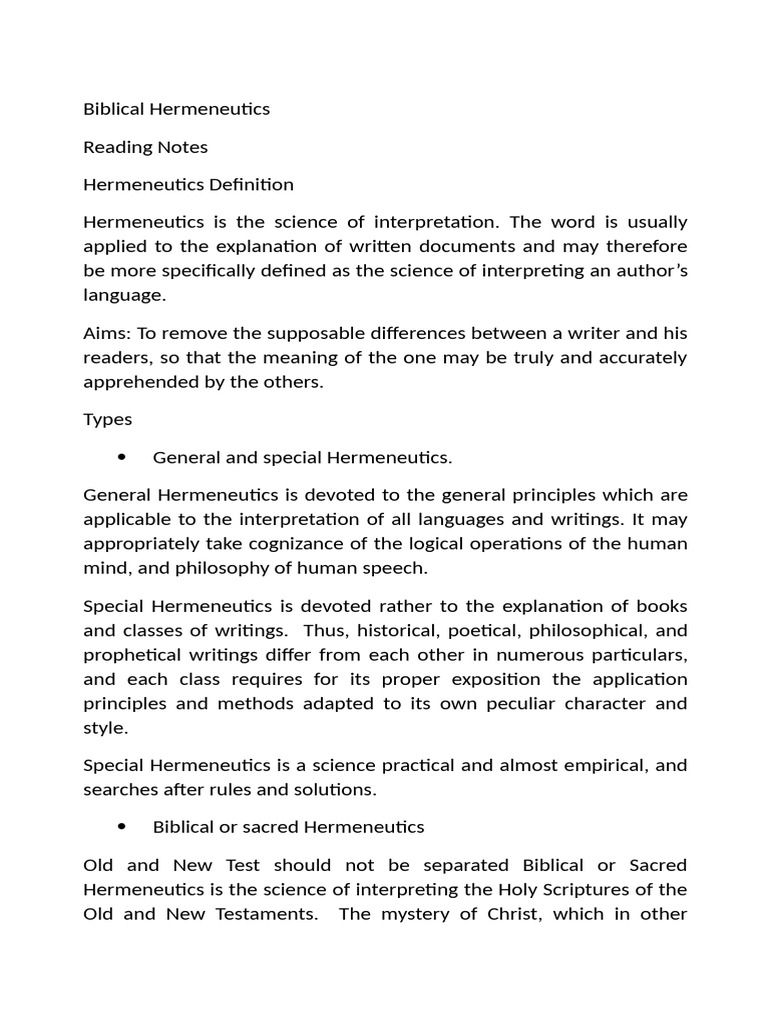 Biblical Hermeneutics | PDF