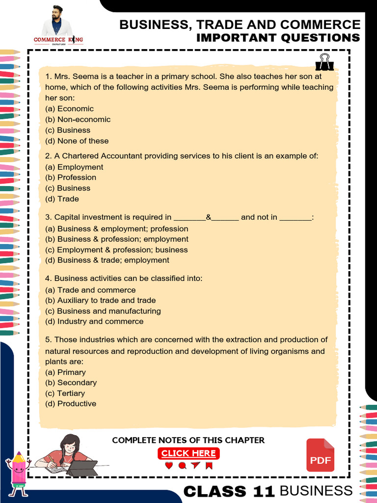 Worksheet Business, Trade and Commerce | PDF