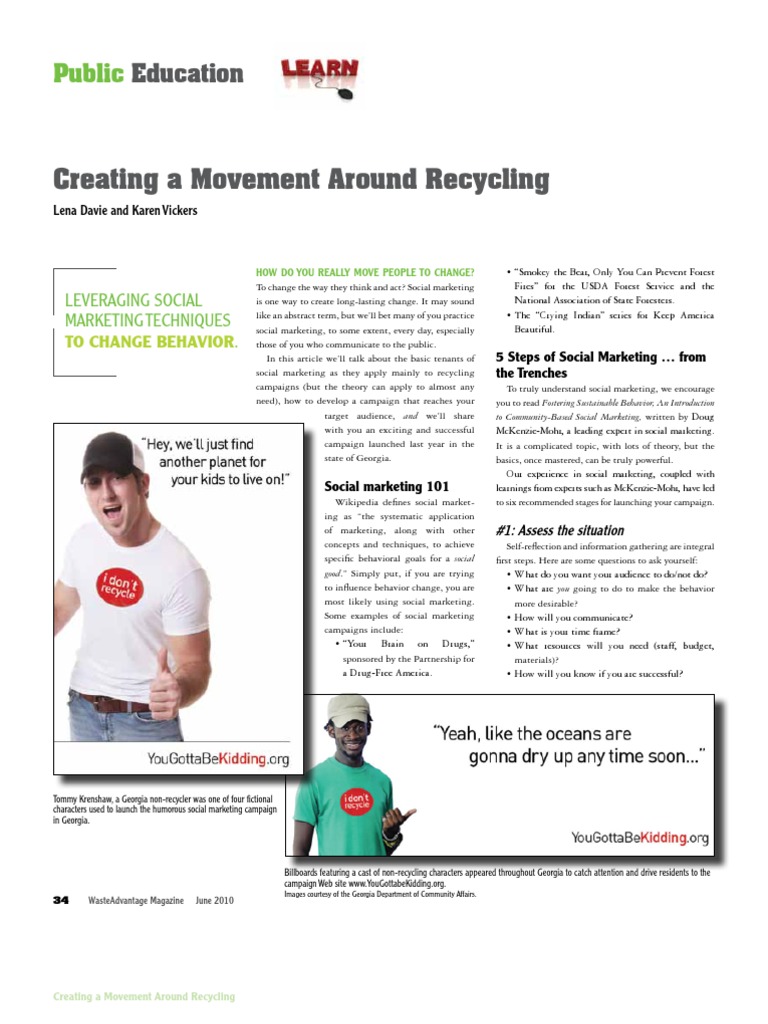 Social Marketing for Recycling Success | PDF | Recycling | Target Audience