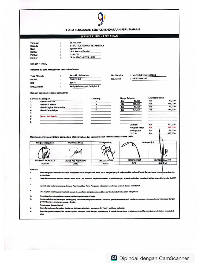FPPK 096 Ganti Oli DB 8119 QR | PDF
