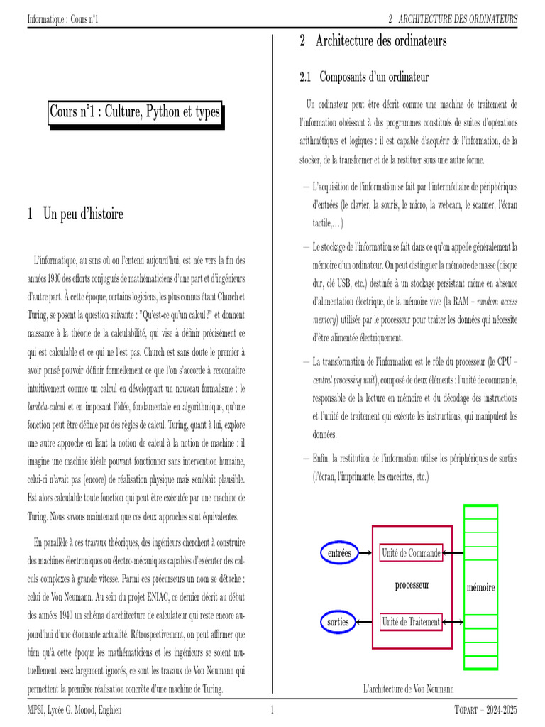 Introduction À L'informatique, IDE Pyzo Et Premiers Types en Python | PDF