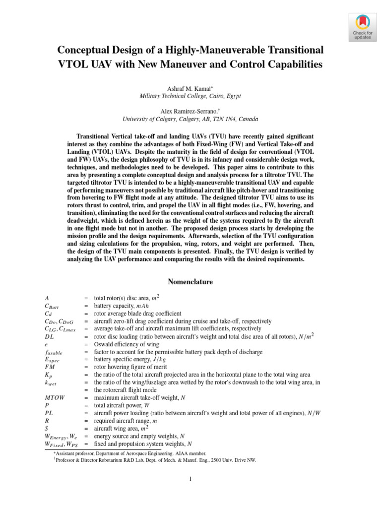 Conceptual Design of A Highly-Maneuverable Transitional VTOL UAV With ...