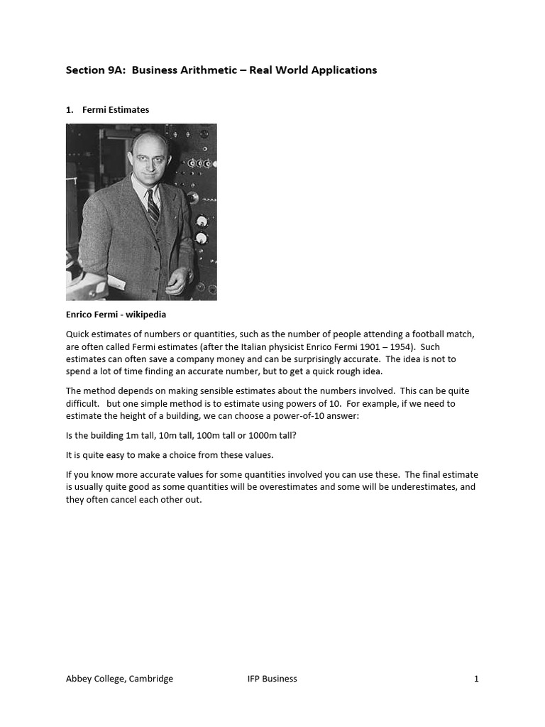 Section 9A - Business Arithmetic - Applications | PDF