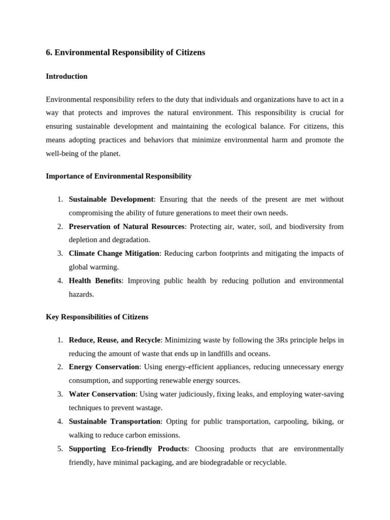 Citizens' Role in Environmental Responsibility | PDF | Climate ...