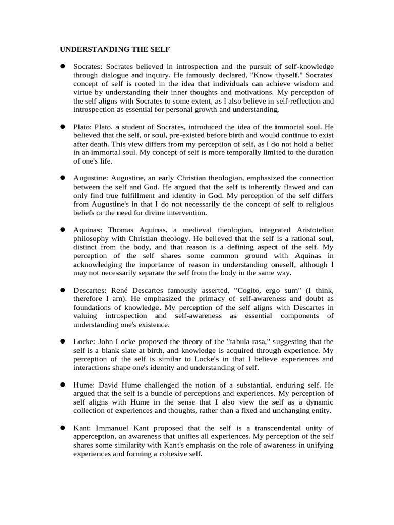 Understanding The Self | PDF | Philosophy Of Self | Soul