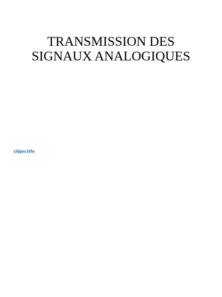 Transmission Des Signaux Analogiques | PDF
