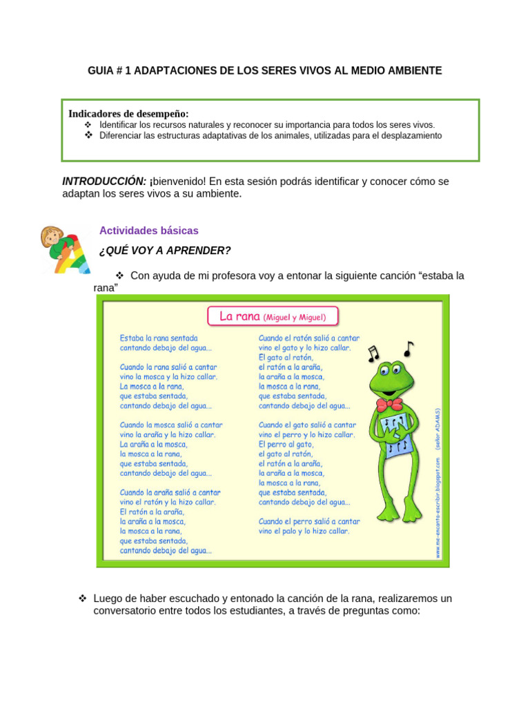 Ciencias 1° - Adaptaciones de Los Seres Vivos | PDF | Comportamiento ...