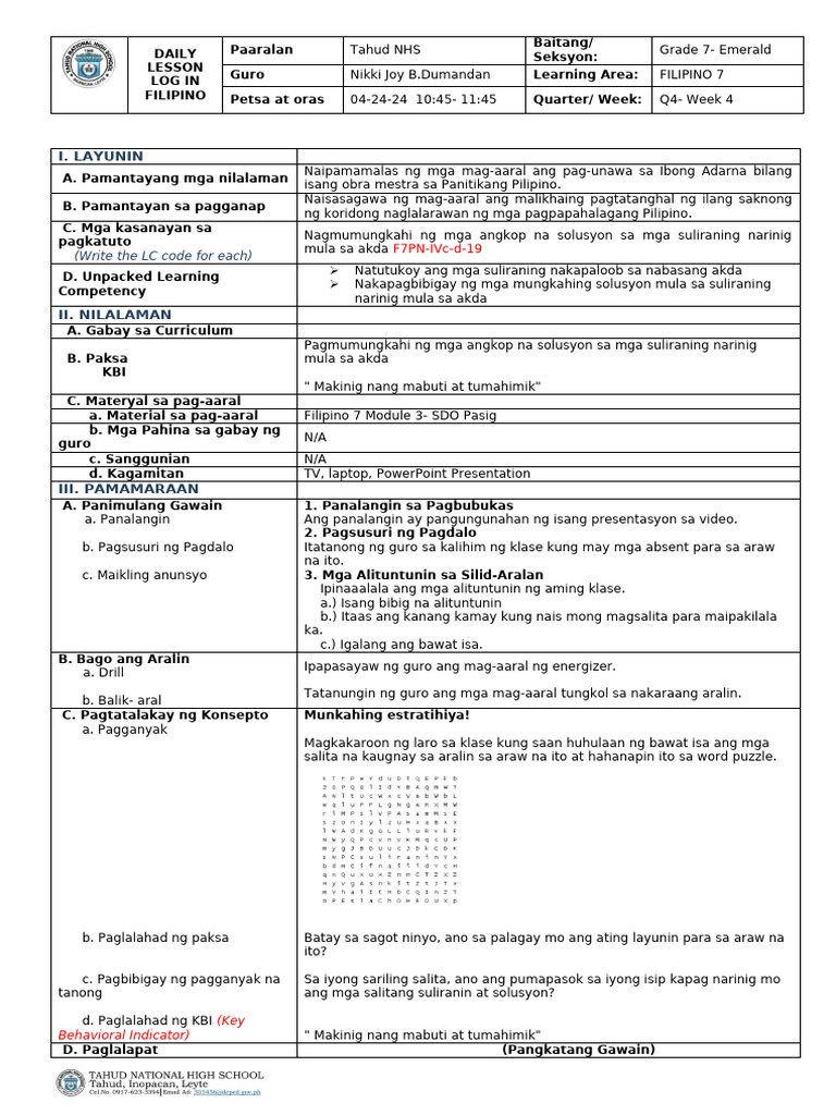 Q4 - Filipino M1 LP5 | PDF