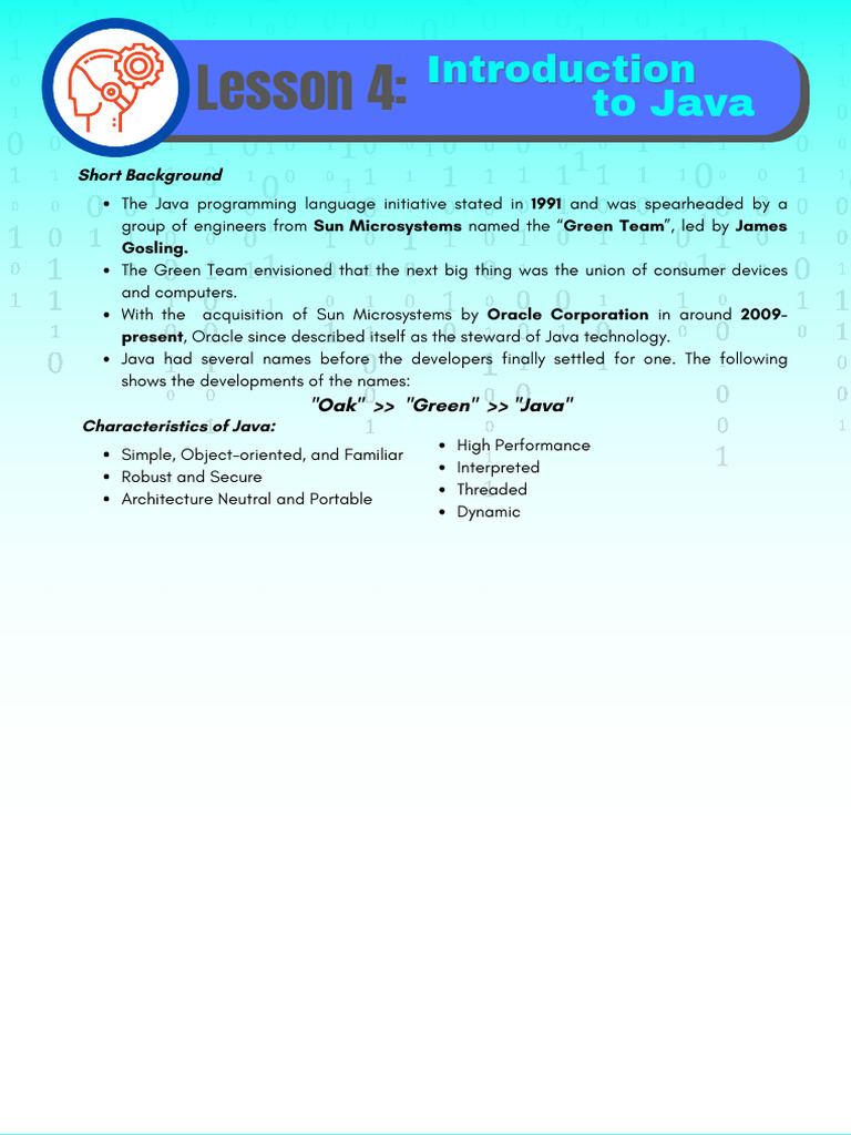 ICT9Q1L4 Introduction To Java | PDF | Art | Technology & Engineering