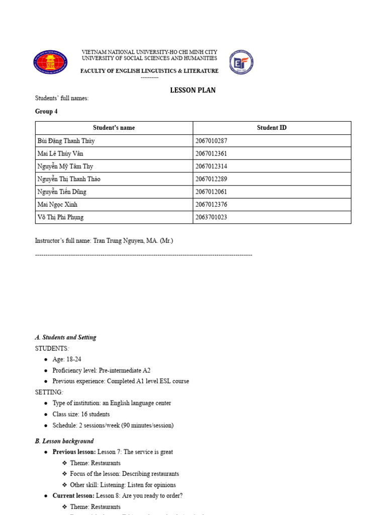 Lesson Plan - Group 4 | PDF