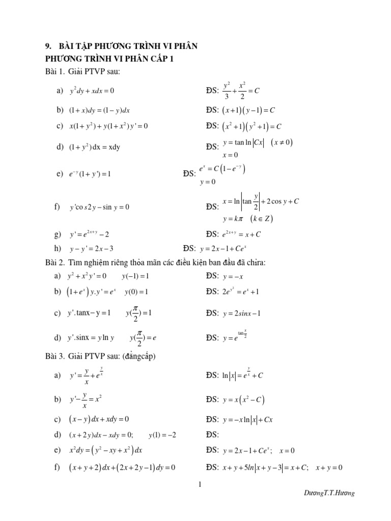 9 - Bai Tap Phuong Trinh VI Phan | PDF