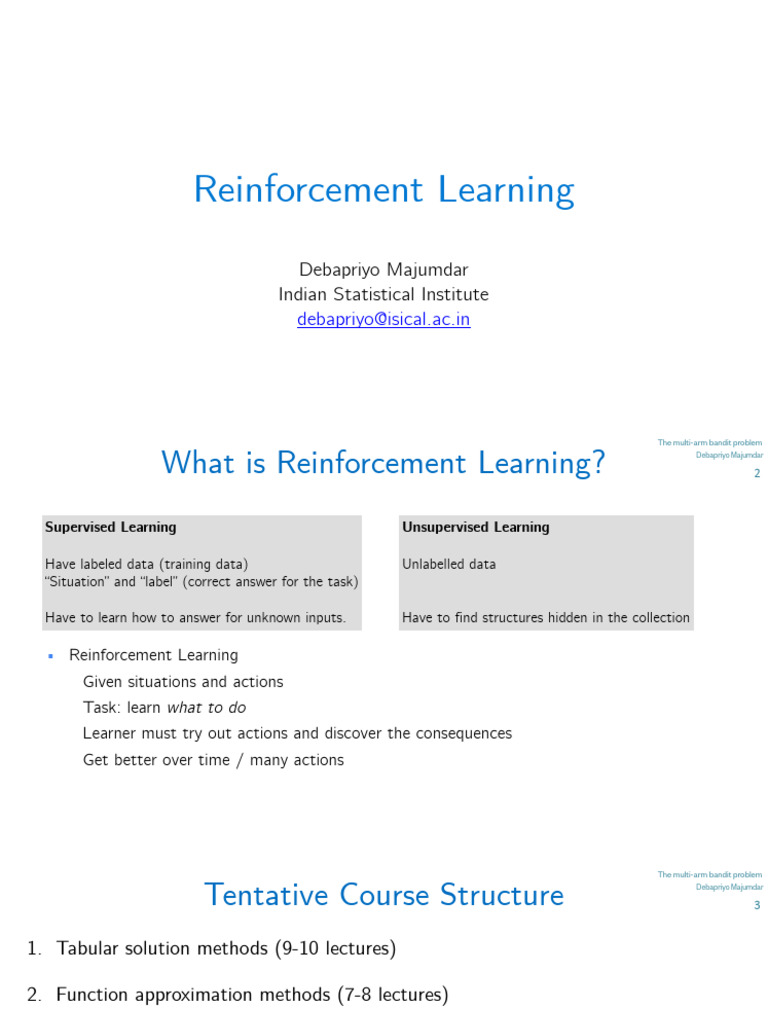 RL1 MultiArmBandits 2024 | PDF