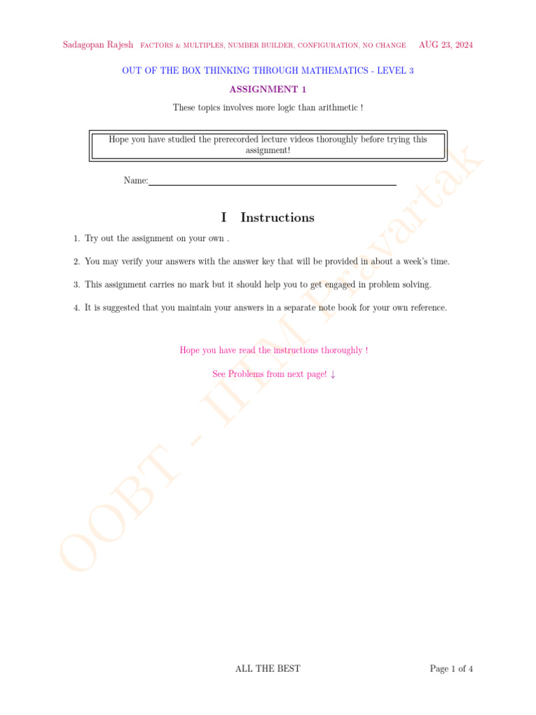 Level 3 - Assignment 1 | PDF