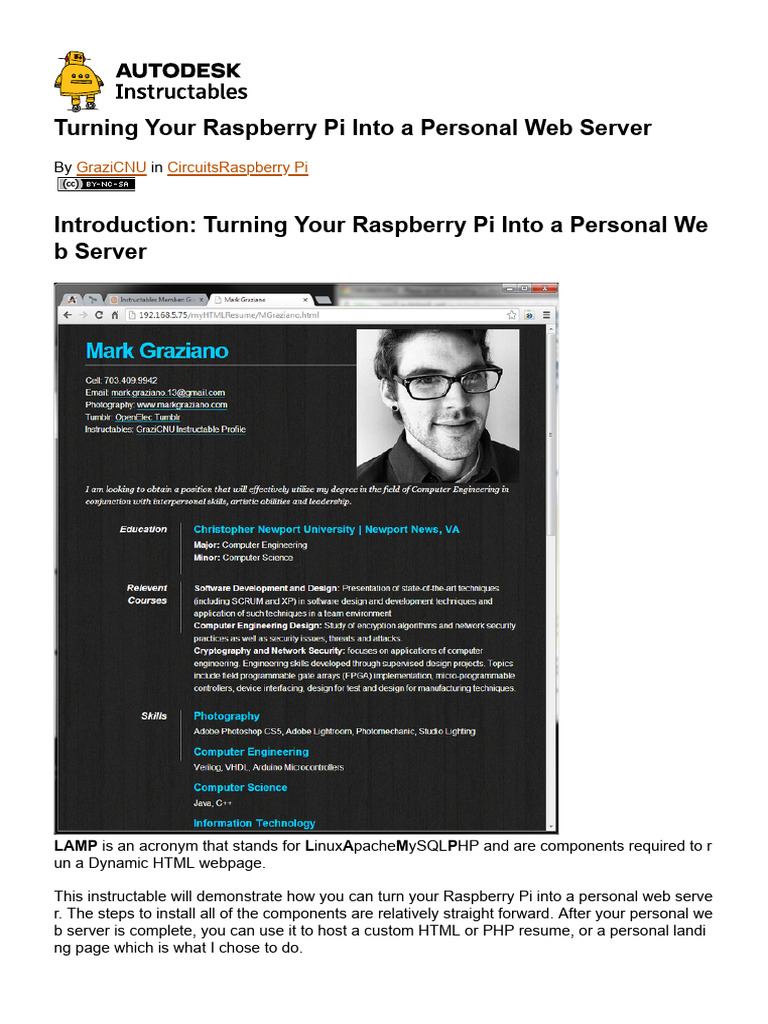 Turning Your Raspberry Pi Into A Personal Web Server 8 Steps Instructables Pdf