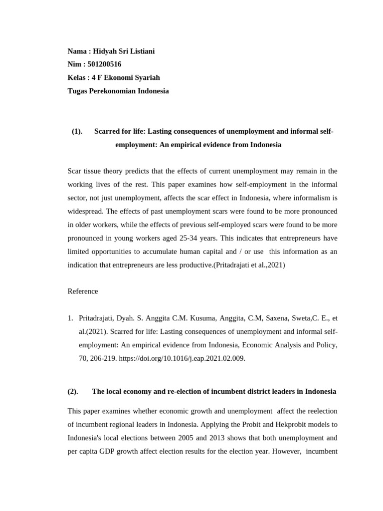 Tugas Hidyah Sri Listiani Perekonomian Indonesia | PDF