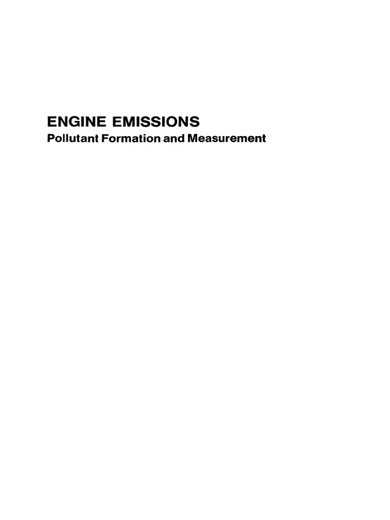 Engine Emissions (Pollutant Formation and Measurement) | PDF
