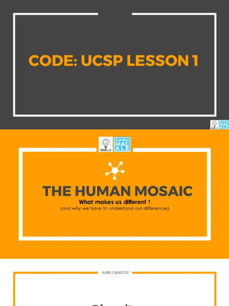 UCSP Lesson 1 Human Mosaic Version 1 | PDF