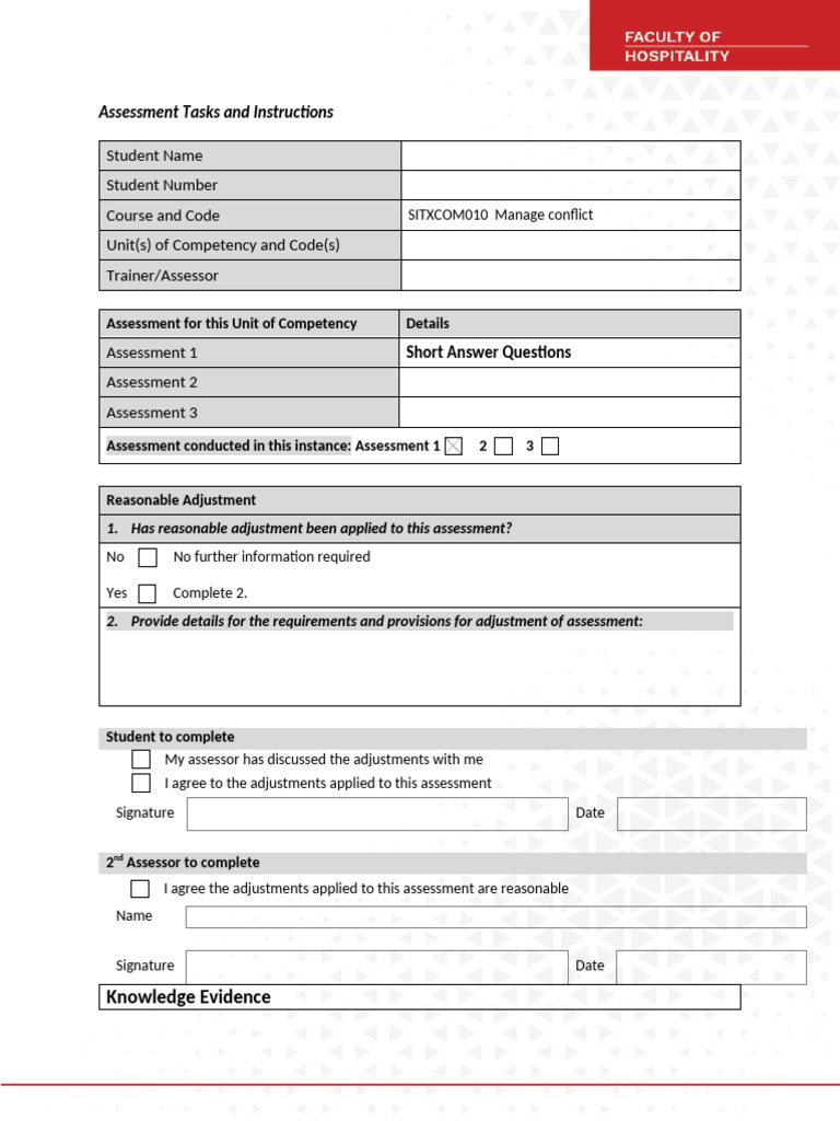 Short Answer Assessment Instructions | PDF | Communication | Nonverbal ...