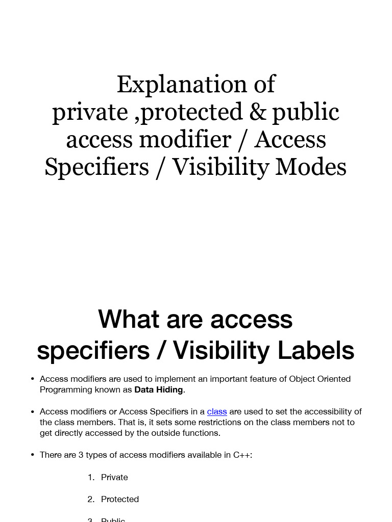 access specifiers | PDF access specifiers | PDF
