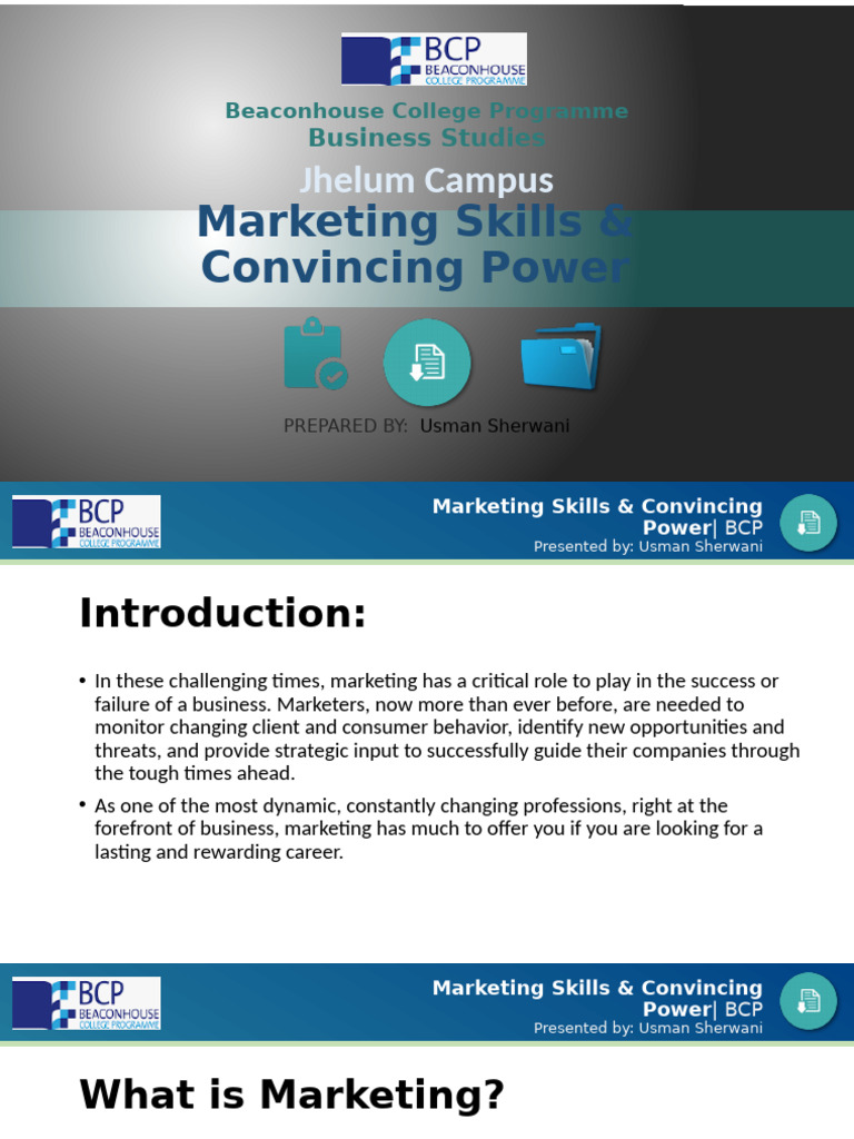 Marketing Skills & Convincing Power | PDF