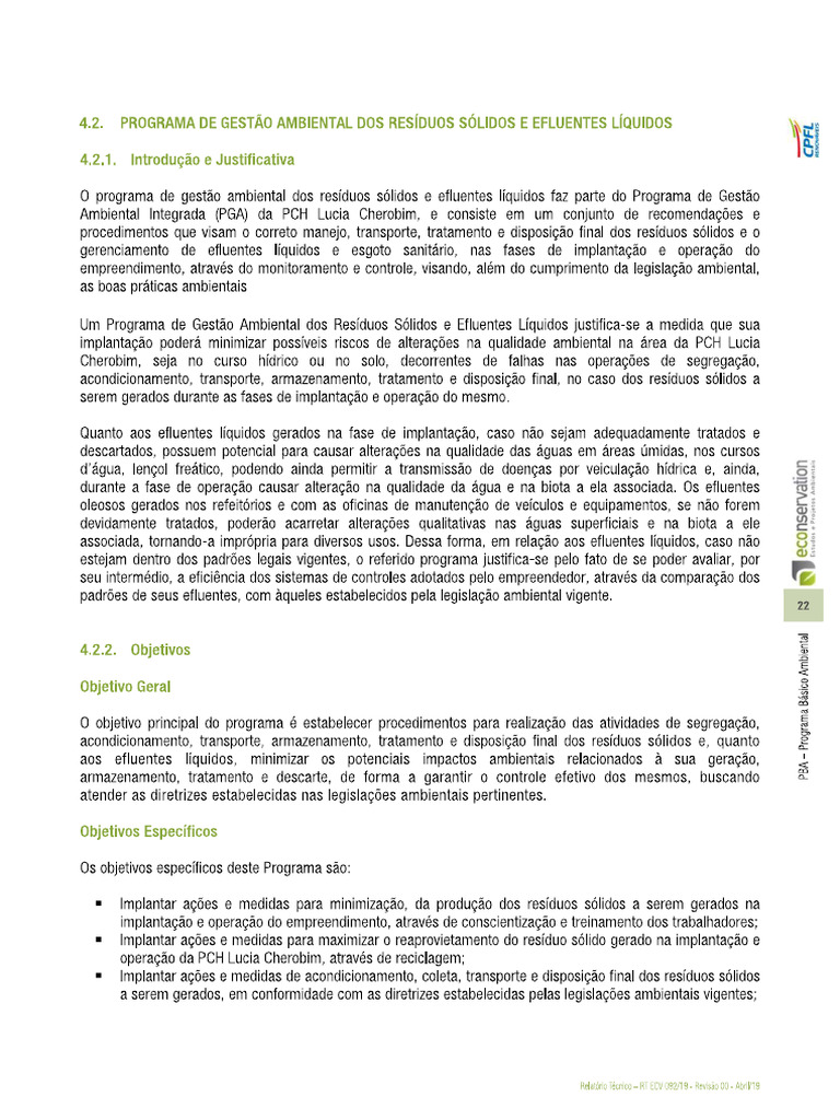 Prog. GA Residuos Solidos Efluentes Liquidos | PDF