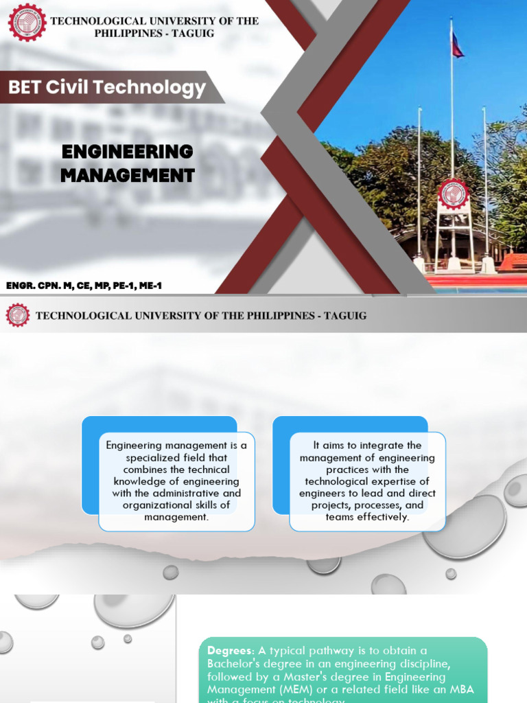 1st Presentation Engg MGNT | PDF | Engineering | Business