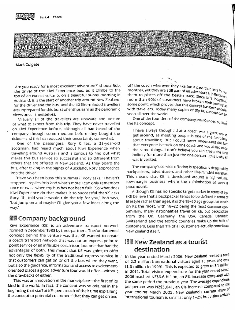 Casestudy 1 Kiwi-Experience | PDF