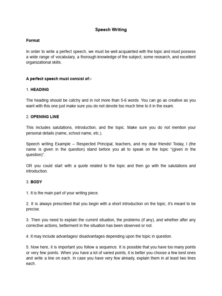 Juniors Speech Writing | PDF