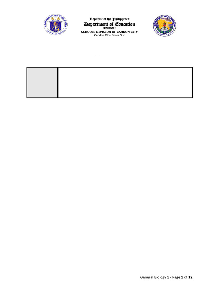 General-Biology-1 - Q1 - W5 - Module 5 - LDS - Cell-Membrane-1 - ALG ...