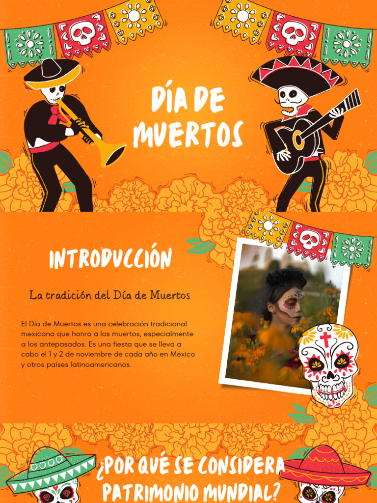 Presentación Día de Muertos Ilustrado Naranja PDF | PDF