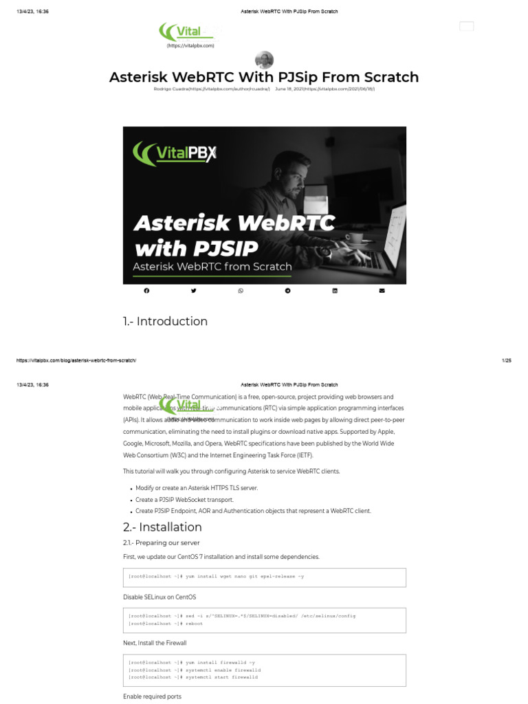 Asterisk WebRTC With PJSip From Scratch | PDF | Public Key Certificate | Communications Protocols
