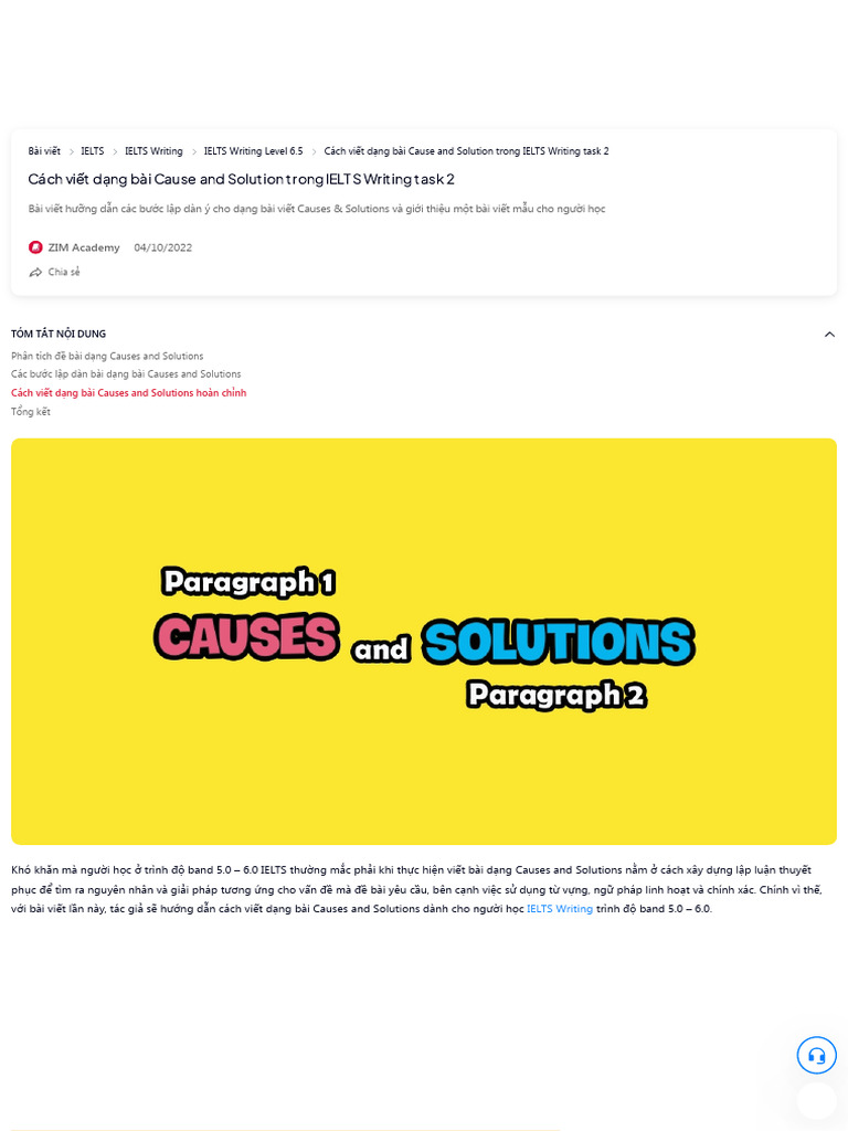 Cách viết dạng bài Cause and Solution trong IELTS Writing task 2 | PDF